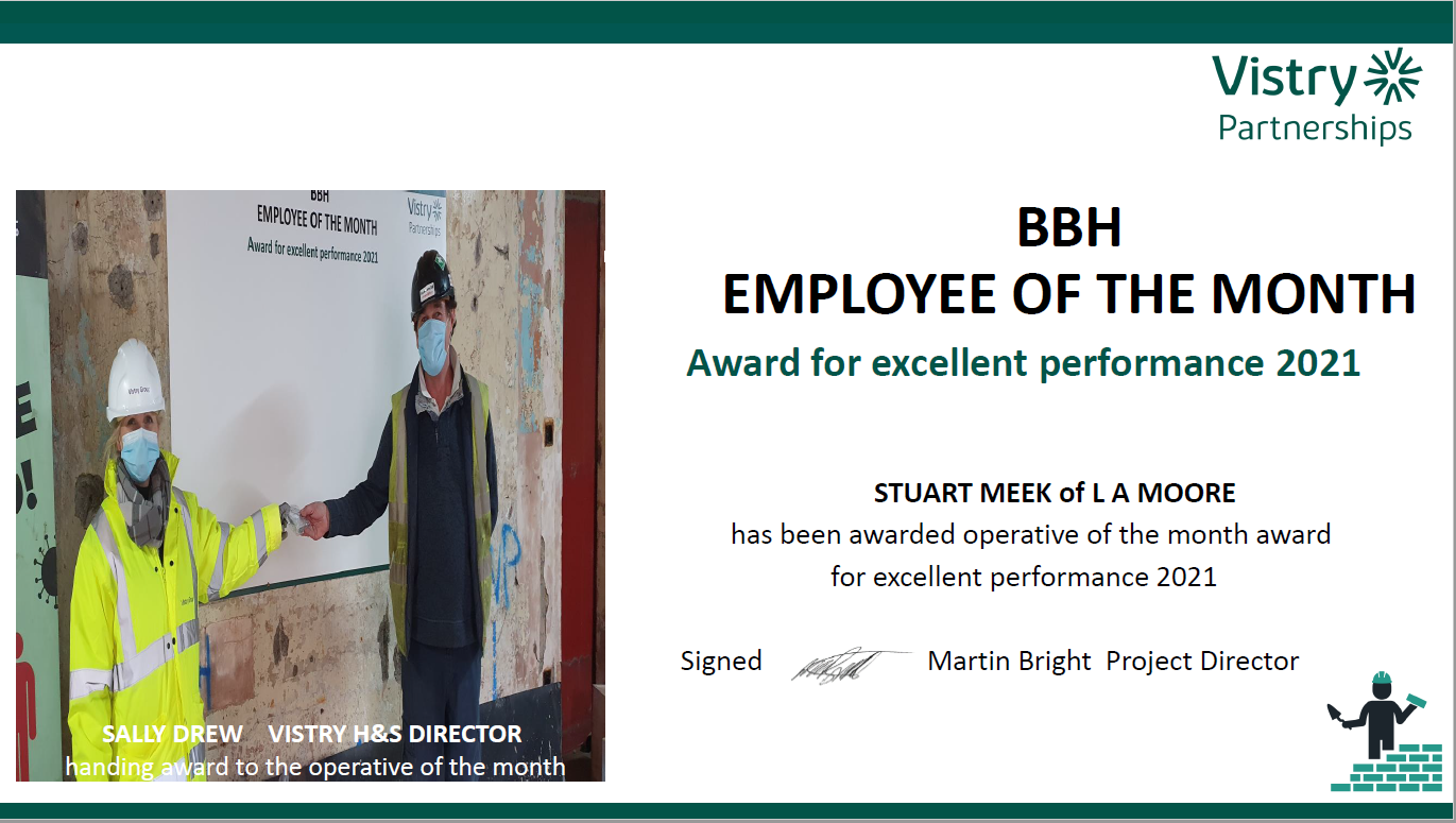 Stuart Meek wins Vistry Employee of the month - LA Moore Demolition ...